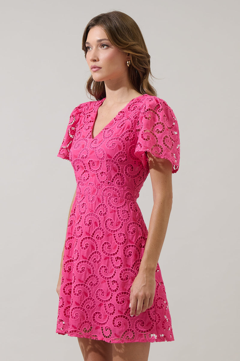 Kathleen Sequin Eyelet Tayla Mini Dress – Sugarlips