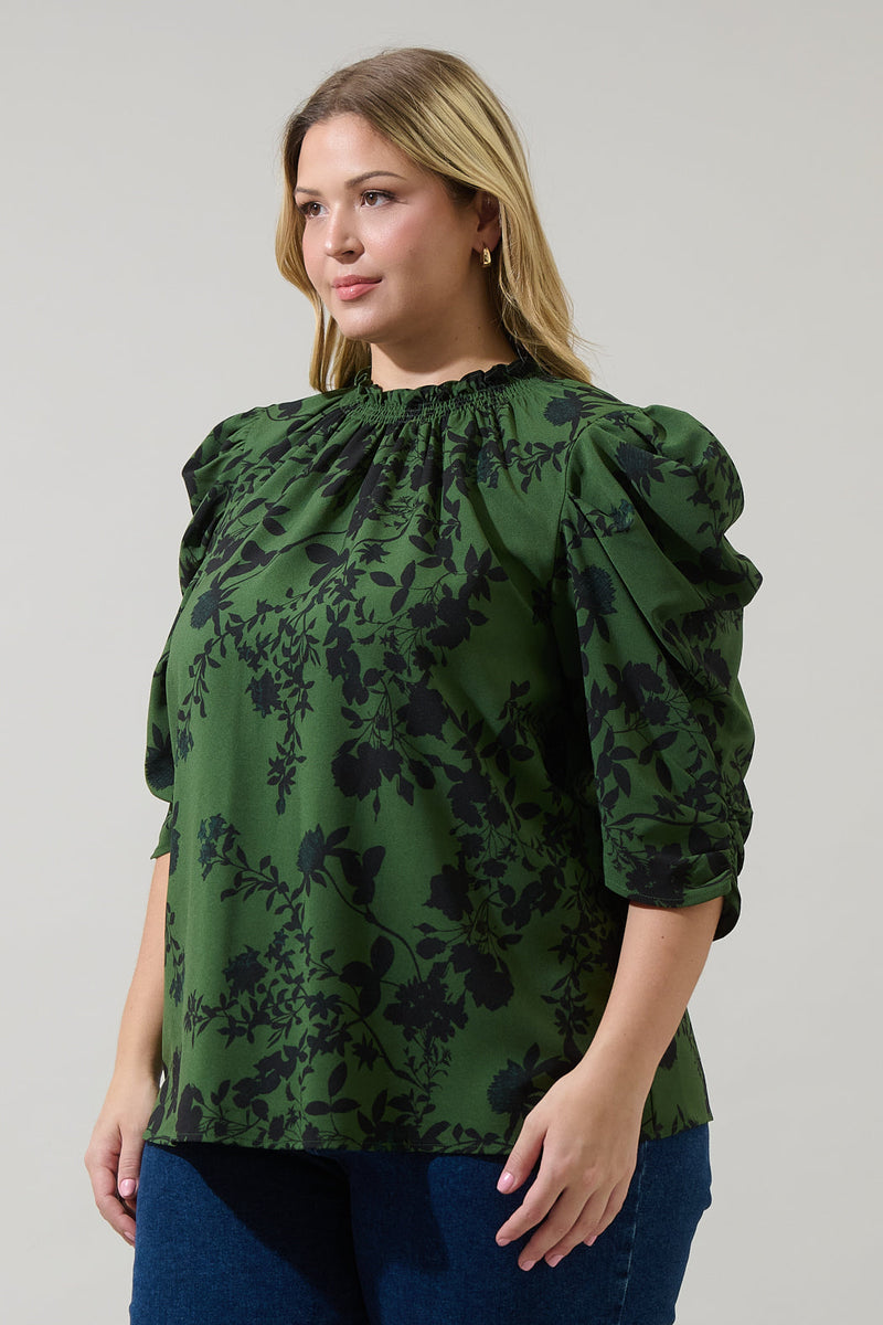 Tindrie Floral Drape Sleeve Top Curve – Sugarlips