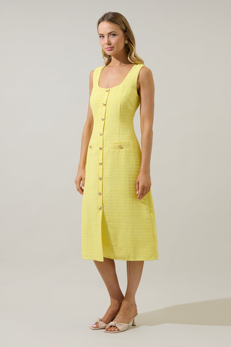 Adriella Tweed Litia Sleeveless Midi Dress – Sugarlips