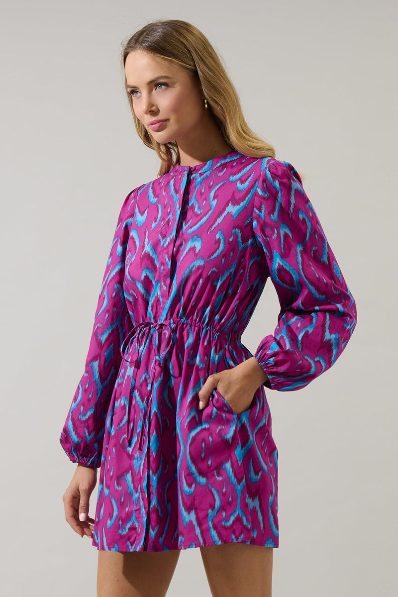 Ivani Abstract Luzma Drawstring Mini Dress – Sugarlips