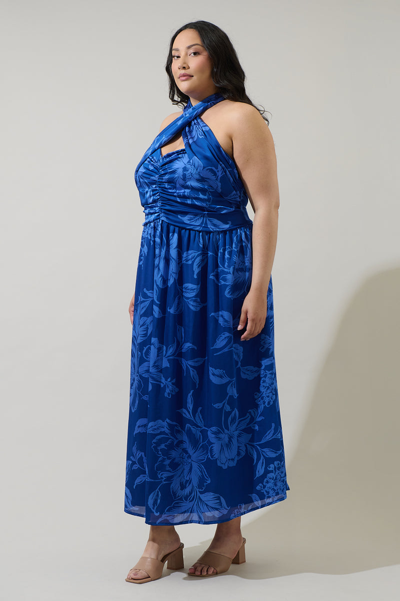Ciara Floral Tiffi Halter Maxi Dress Curve – Sugarlips