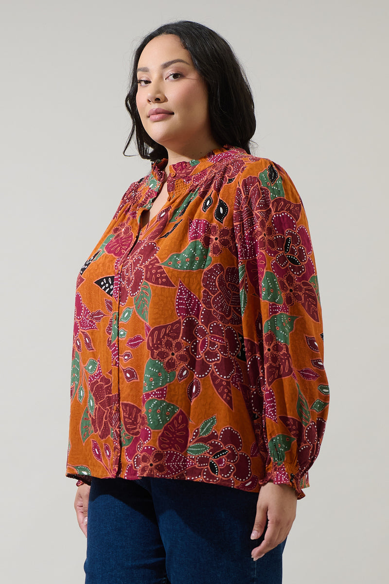 Marven Floral Merlie Button Down Top Curve – Sugarlips