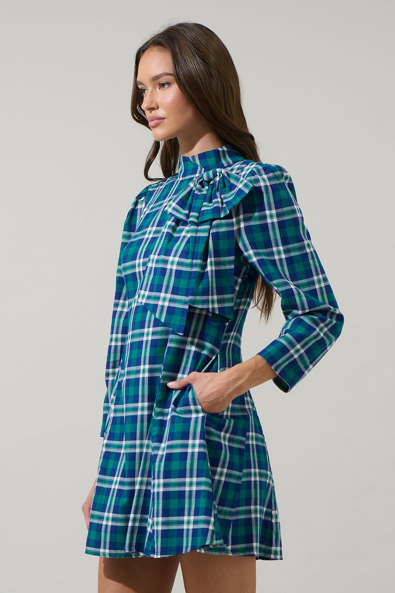 Buckley Plaid Padma Bow Mini Dress – Sugarlips