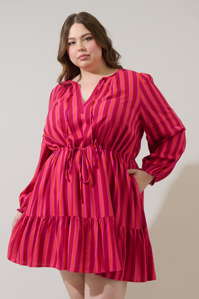 Clarisa Stripes Lomie Drawstring Mini Dress Curve – Sugarlips