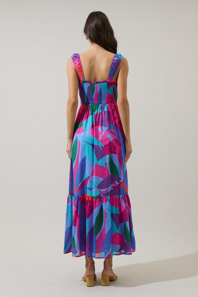 Vemmy Abstract Tayla Smocked Maxi Dress – Sugarlips