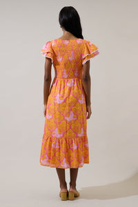Jaidy Floral Patte Tiered Midi Dress – Sugarlips