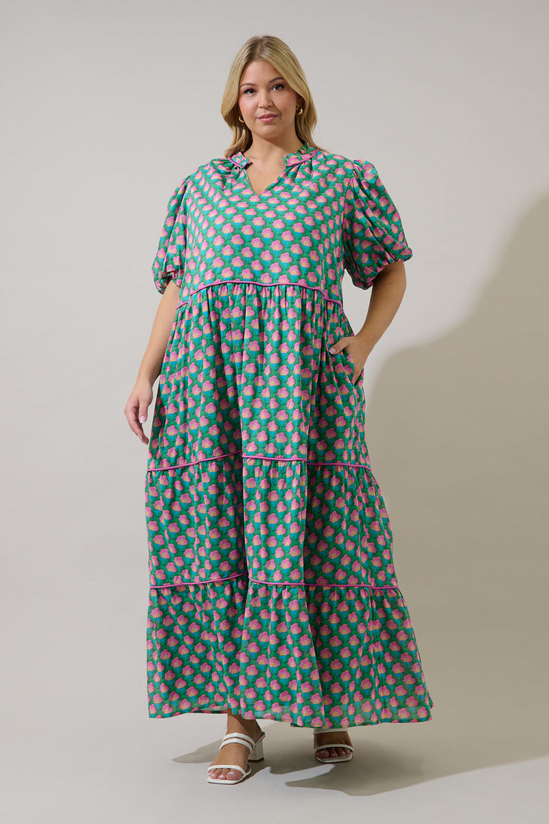 Renley Tiered Maxi Dress Gercy Abstract Curve – Sugarlips