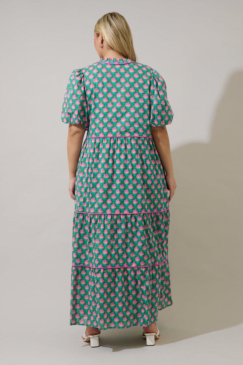 Renley Tiered Maxi Dress Gercy Abstract Curve – Sugarlips