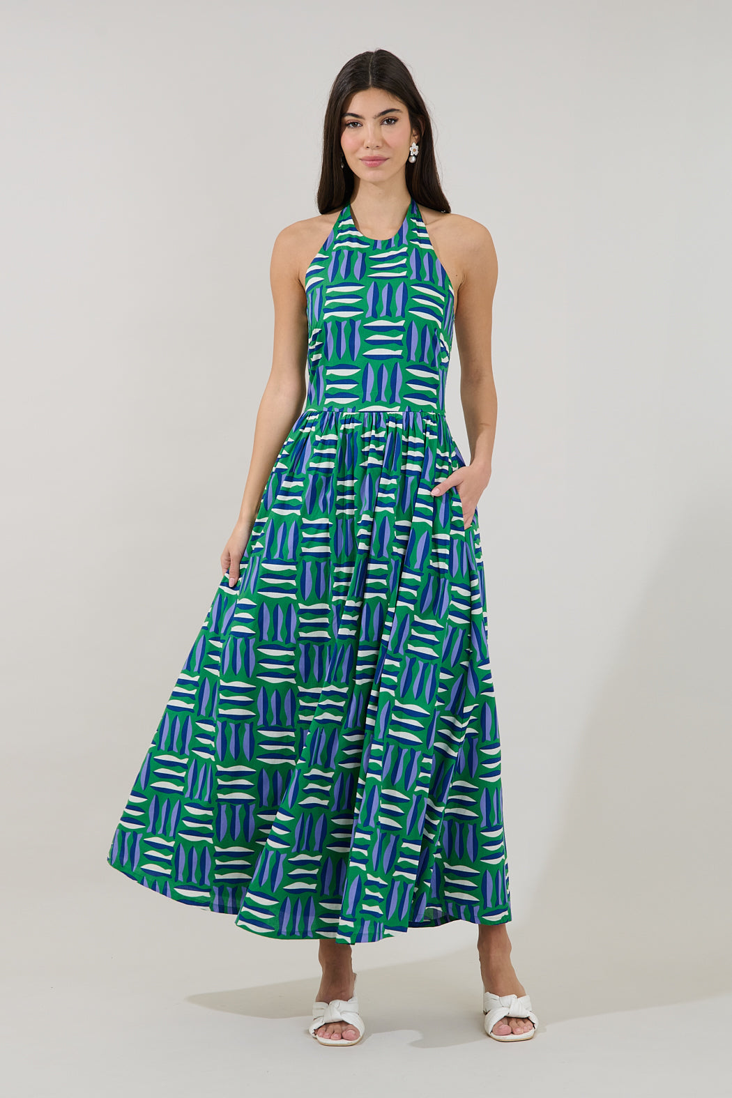 Daine Halter Neck Maxi Dress Marlin – Sugarlips
