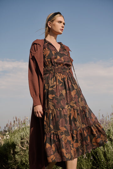 Amren Floral Henri Smocked Midi Dress – Sugarlips