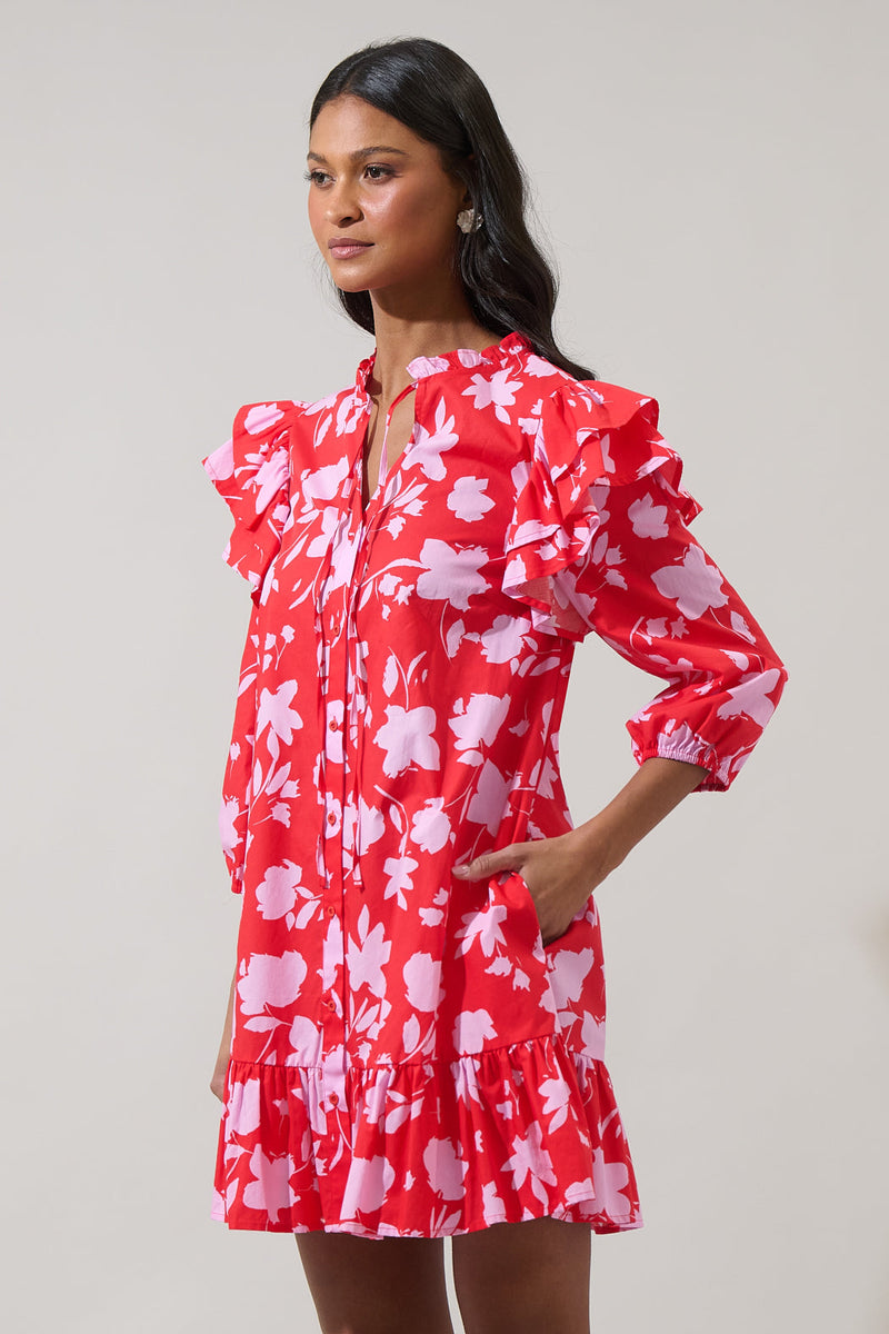 Sunset Floral Sammy Ruffle Drop Waist Dress – Sugarlips