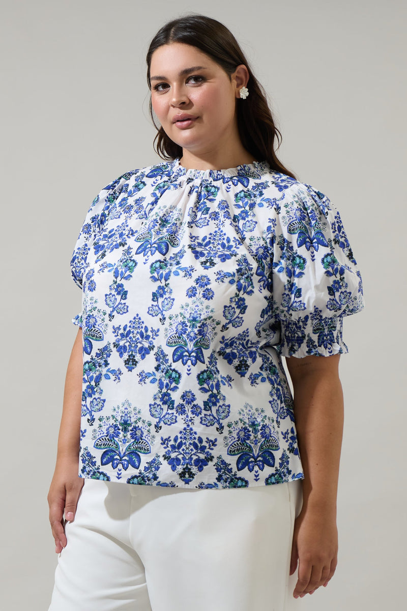 Viara Floral Baretta Short Sleeve Blouse Curve – Sugarlips