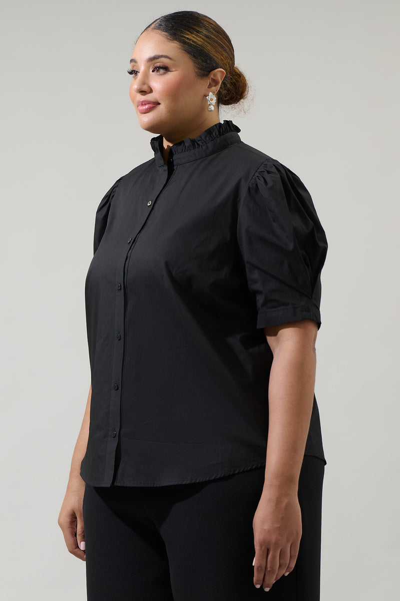 Finley Ruffle Button Down Top Curve – Sugarlips