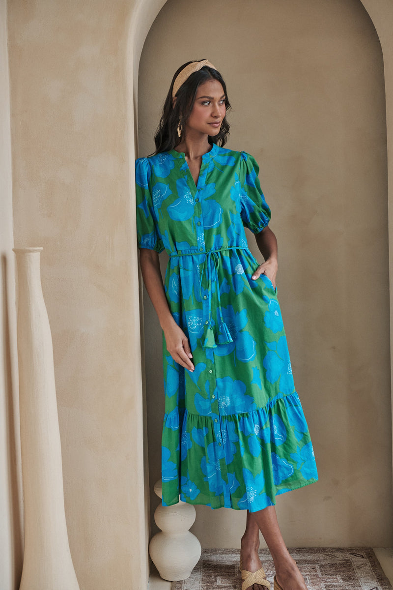 Rori Floral Beth Button Down Midi Dress – Sugarlips