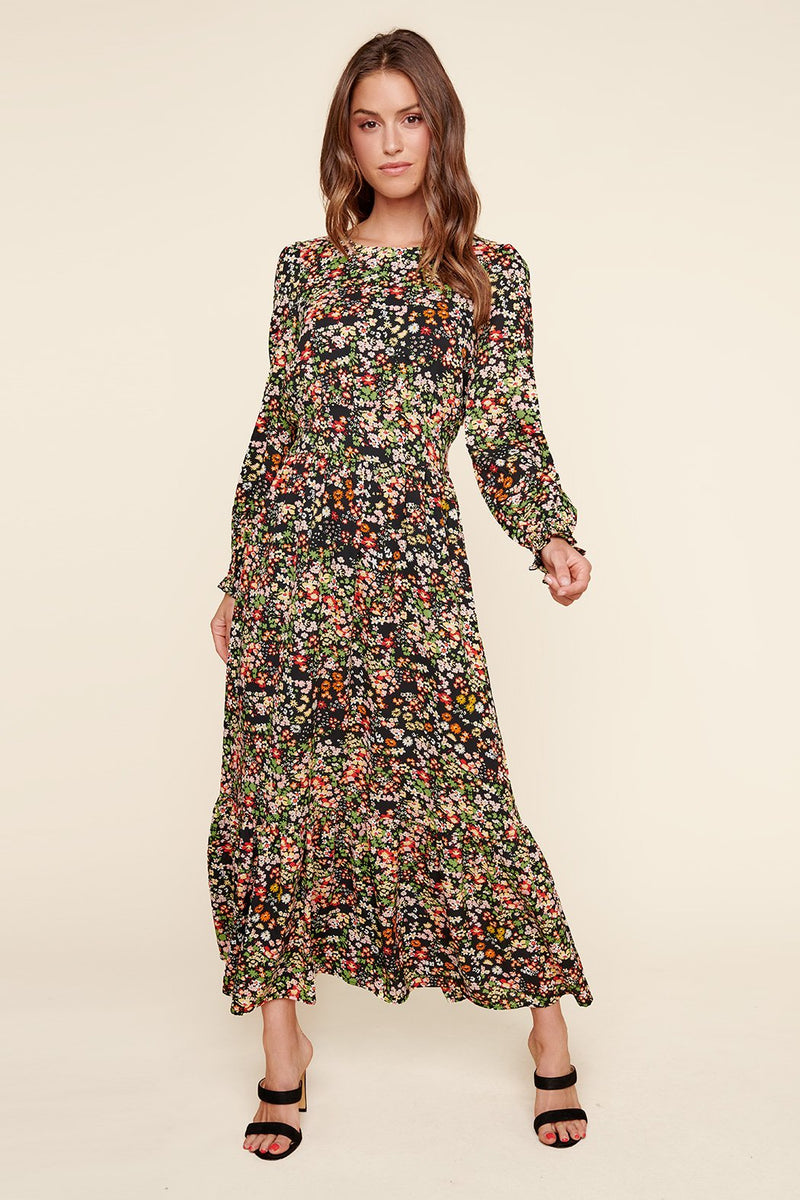 Malta Wildflower Tiered Midi Dress – Sugarlips