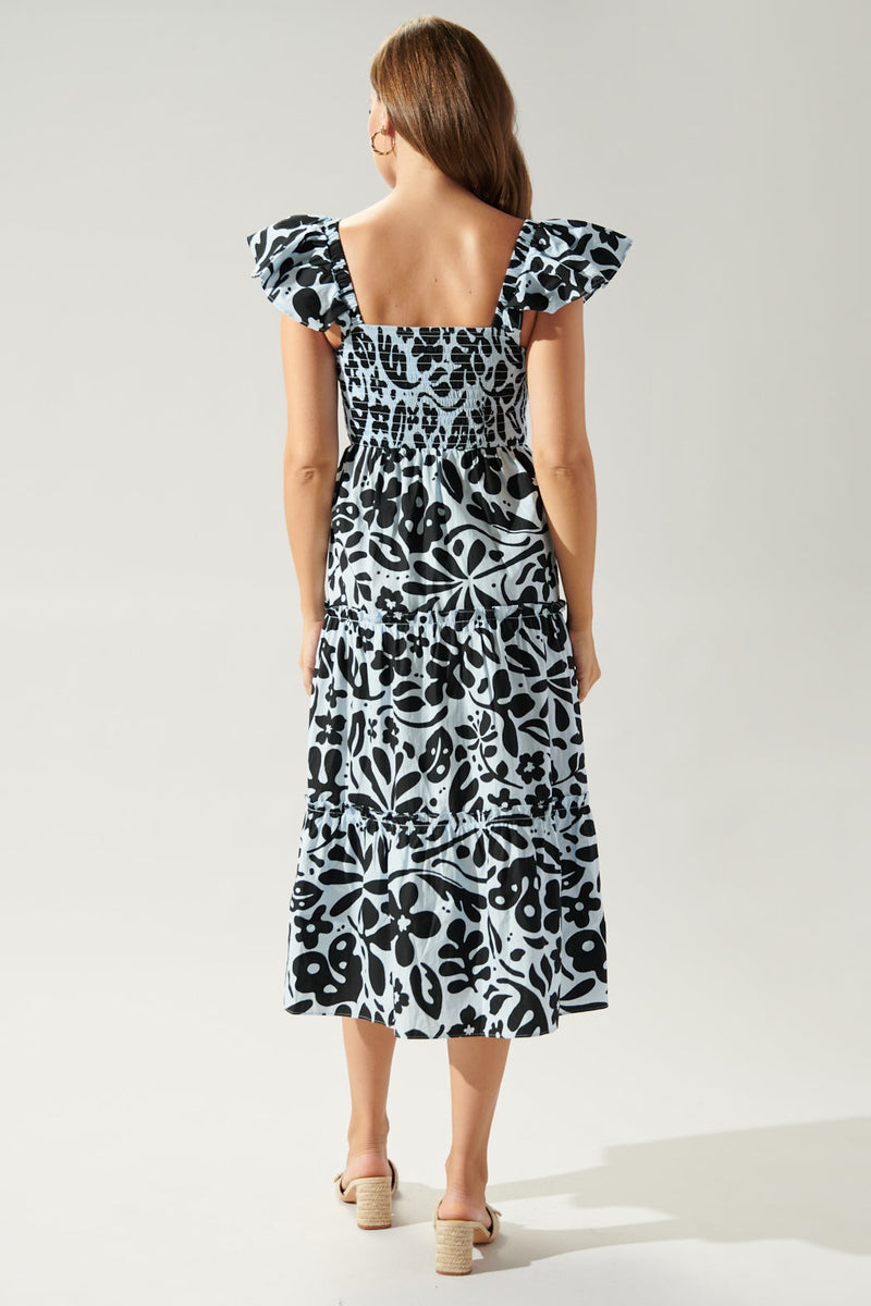 Morning Tropics Lou Smocked Tiered Midi Dress – Sugarlips