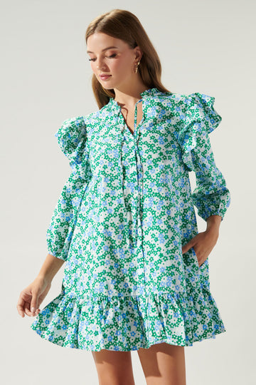 Sunset Floral Sammy Ruffle Drop Waist Dress – Sugarlips