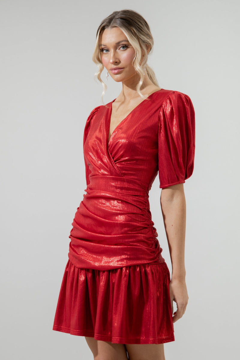 Tabby Metallic Ribbed Ruched Mini Mermaid Dress – Sugarlips