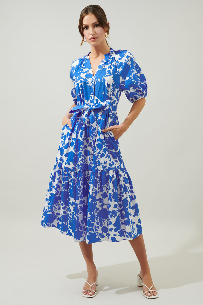 Marinelle Floral Wynette Tiered Midi Dress – Sugarlips