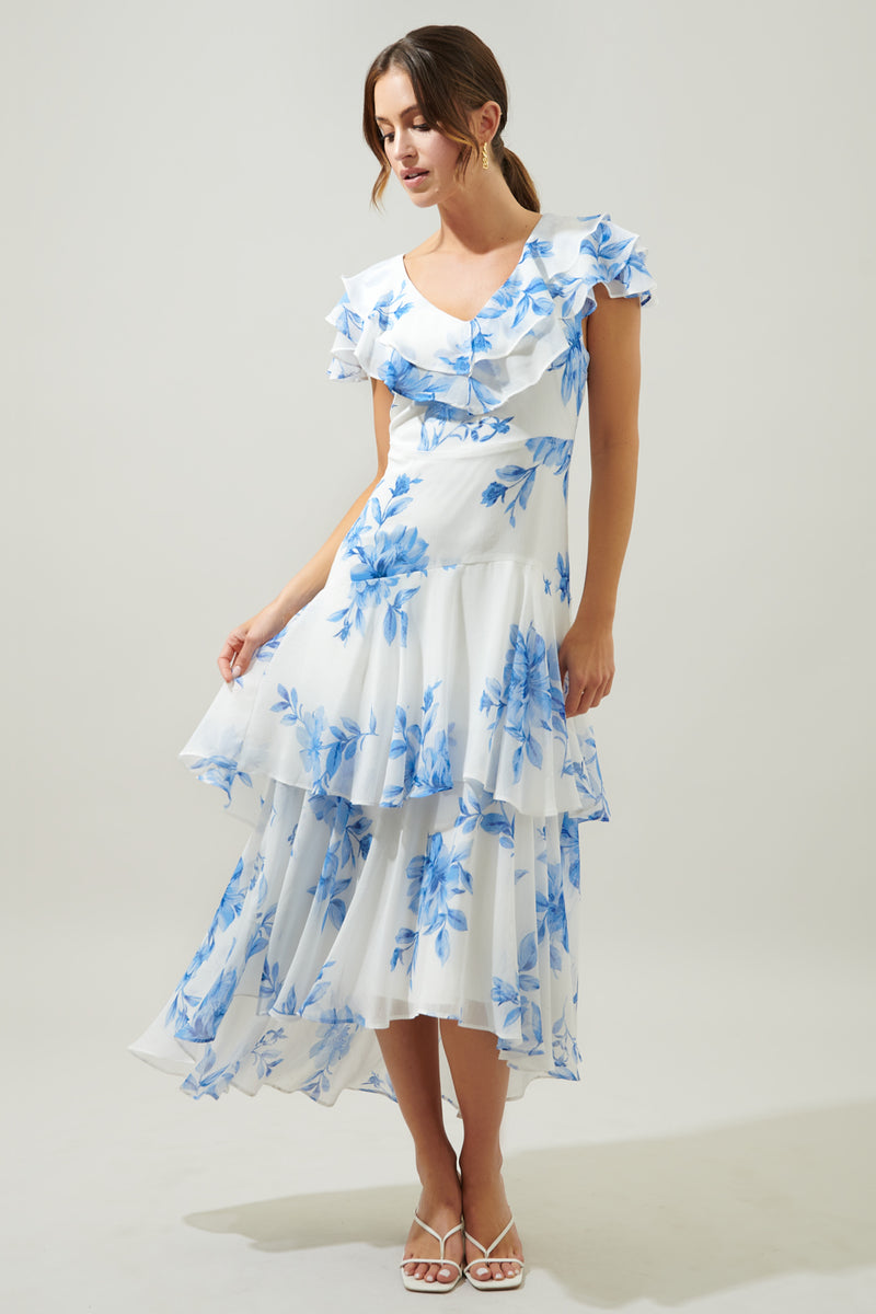 Meliza Ruffle Tiered Sinclair Midi Dress – Sugarlips