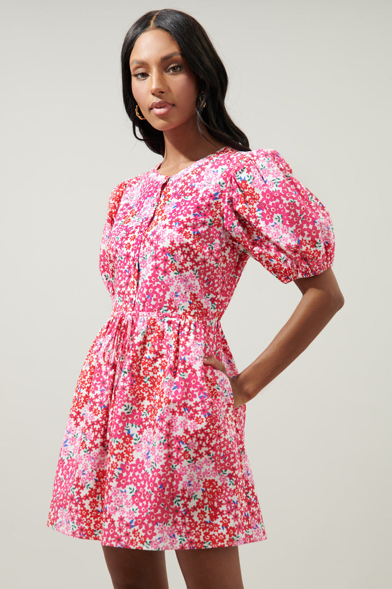 Caicos Floral Alba Puff Sleeve Mini Dress – Sugarlips