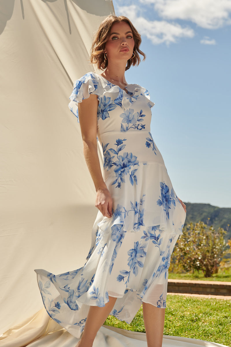 Meliza Ruffle Tiered Sinclair Midi Dress – Sugarlips